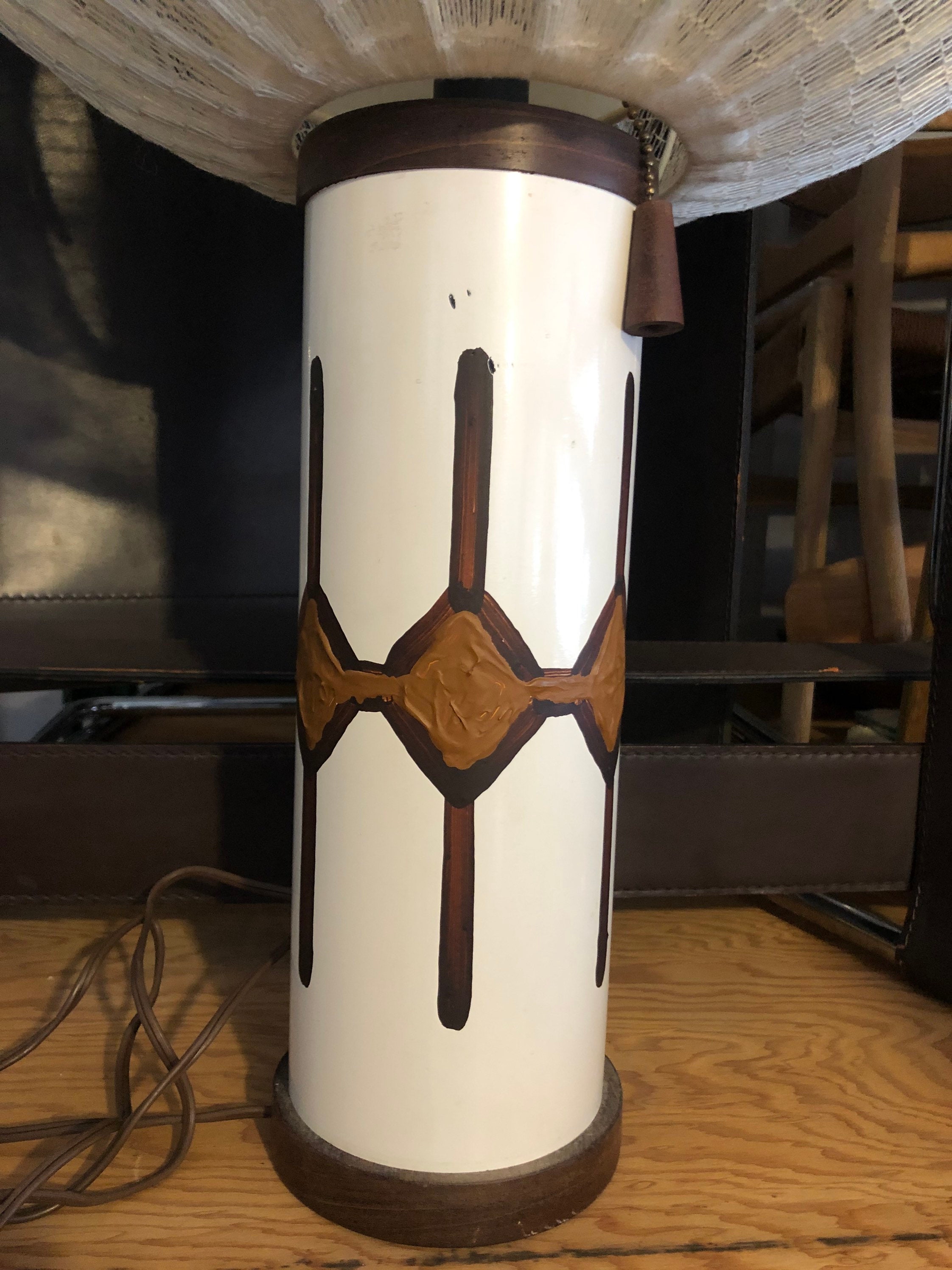 Mid Century Woven String Art Lamp | Etsy