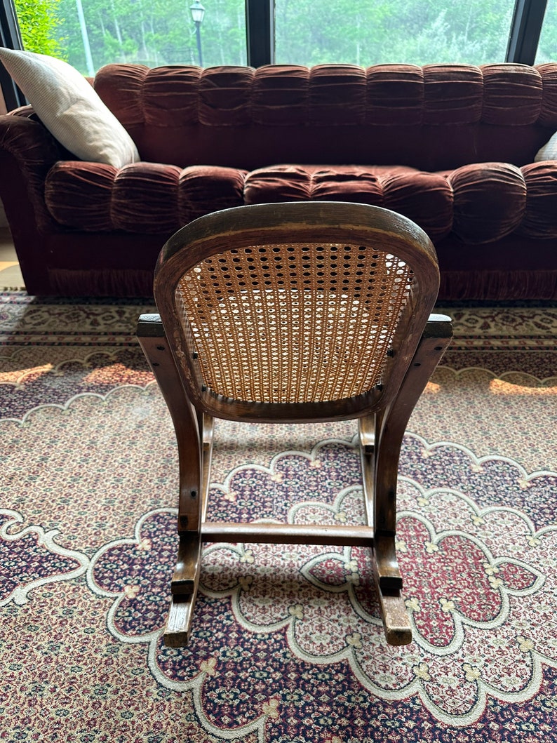 Vintage Childrens Bentwood Thonet Wooden Rocker With Cane Seating - Etsy