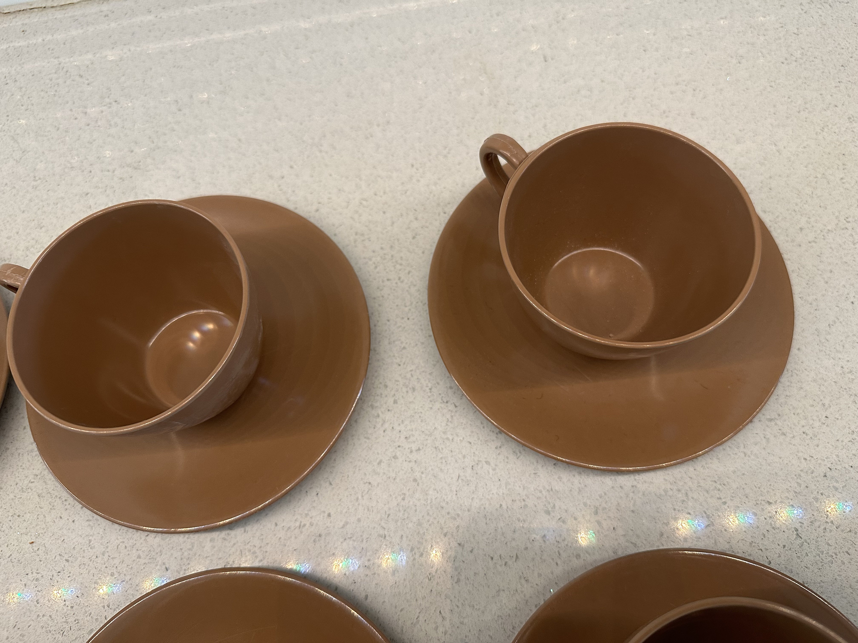 Lot of Vintage Melmac Melamine Dinnerware 6 Brown Cups, 6 Plates, 1 ...
