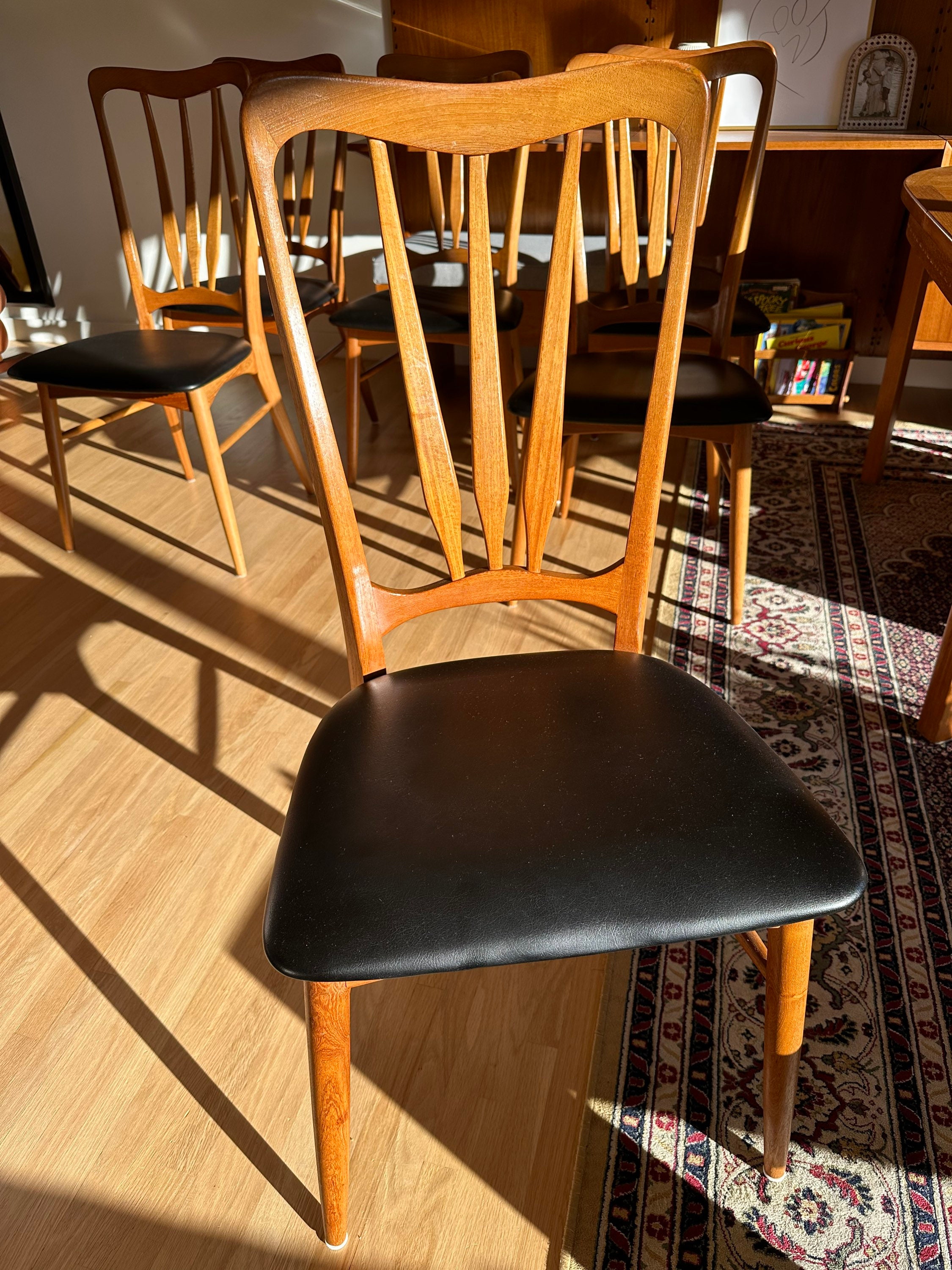 Set of Six Niels Koefoed ingrid Dining Chairs in Teak and Original Simil Leather - Etsy