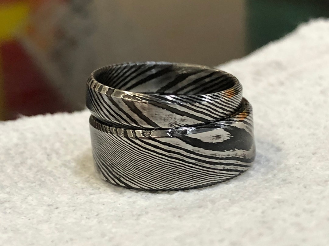 Stainless Damascus Band - Etsy