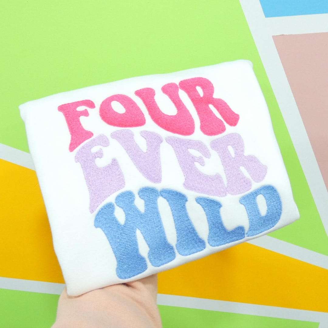 Four Ever Wild 4th Birthday Embroidered Jumper: Retro Theme Keepsake - Etsy