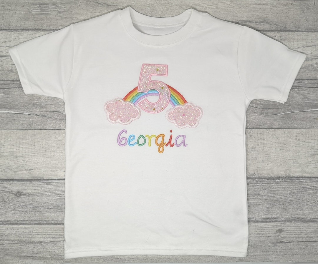Fifth Birthday Pastel Rainbow With Sparkly Applique - Etsy