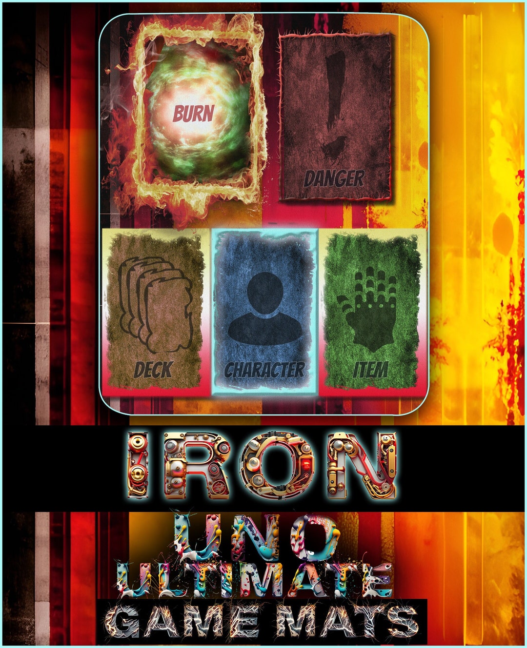 Ultimate Uno Marvel DC Custom Game Mats Card Board Foil Chase IRON MAT ...