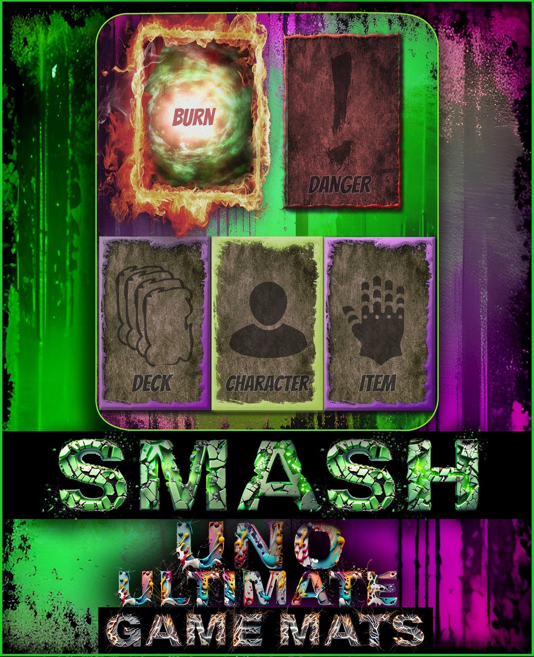 Ultimate Uno Marvel DC Custom Game Mats Card Board Foil Chase SMASH MAT ...