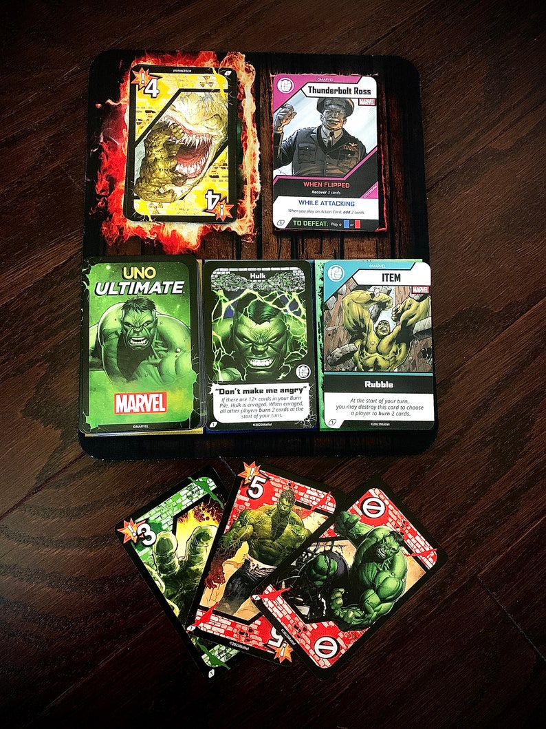 Ultimate Uno Marvel DC Custom Game Mats Card Board Foil Chase HARQUINN ...