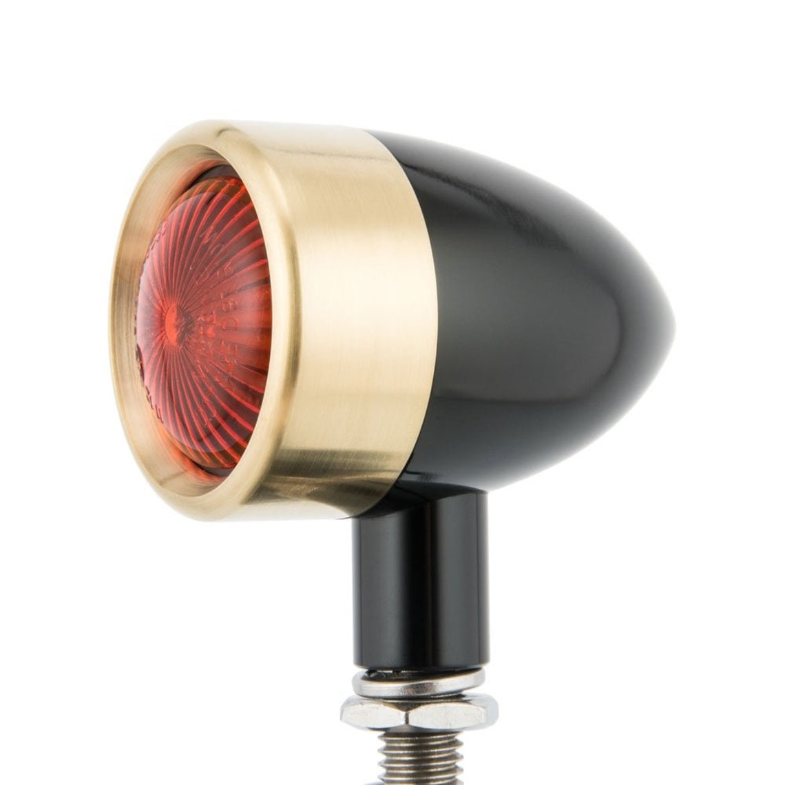 Custom Billet Motorcycle Turn Signals , Set of 4/ Black & Brass Finish ...