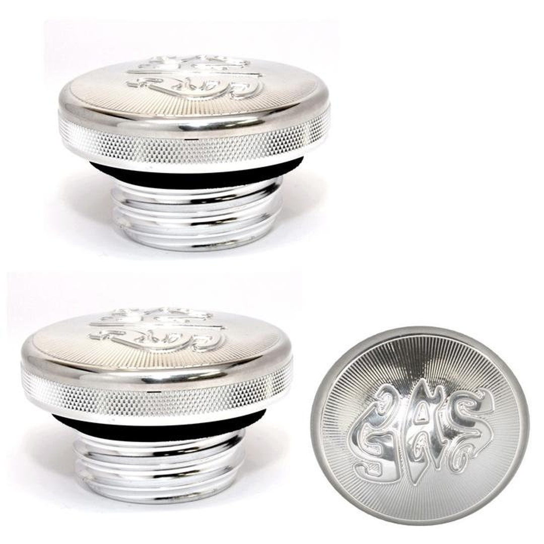 Harley Threaded Style Polished Gas Logo Gas Caps Pair Left & Right Side ...