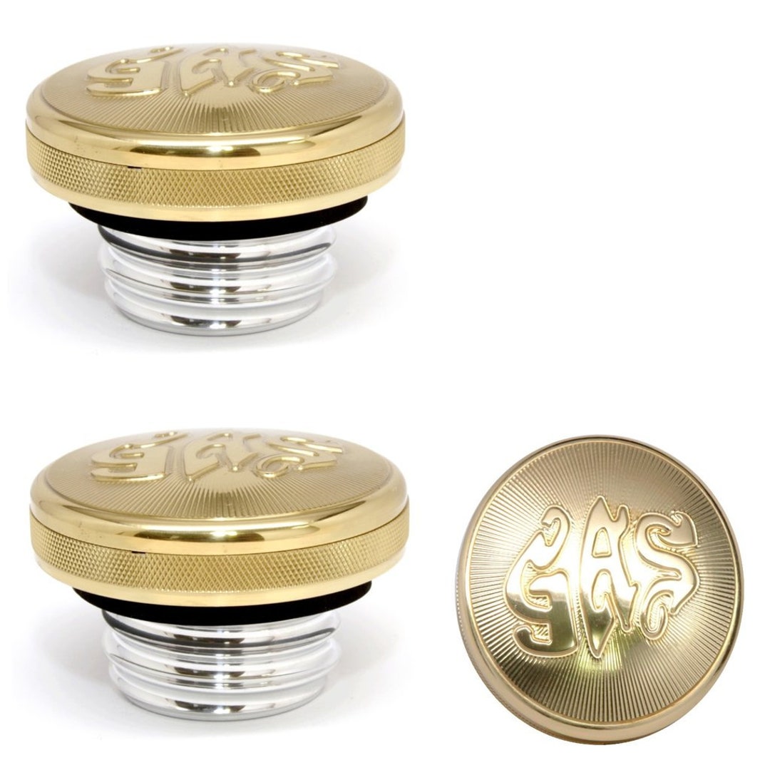 Harley Threaded Style Brass Gas Logo Gas Caps Pair Left & Right Side ...