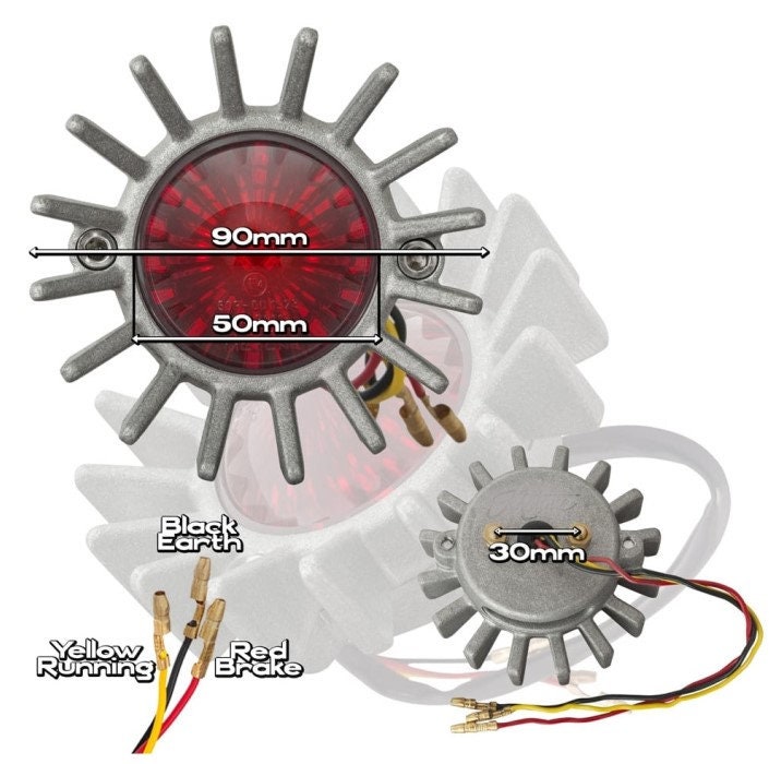 Motorcycle Tail Light Fender Mount Shot Blast FINNED, Running , Tail ...