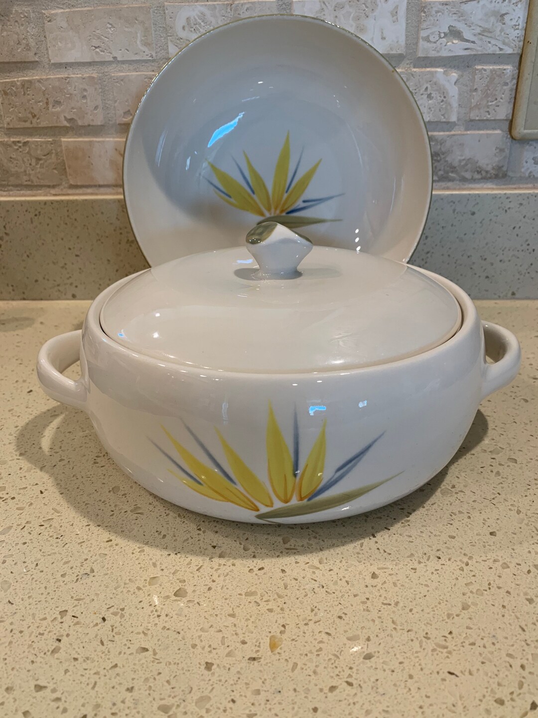 Vtg Winfield Ware California Bird of Paradise Casserole Lid & Serving ...