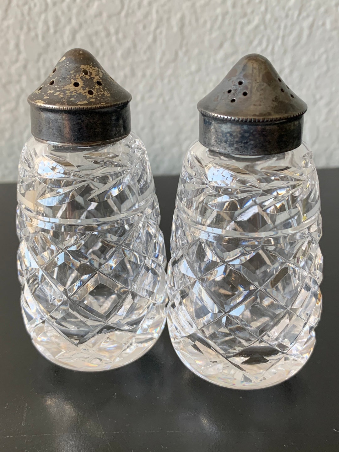 Waterford Crystal Vintage Signed Salt and Pepper Shakers Shaker Lids - Etsy