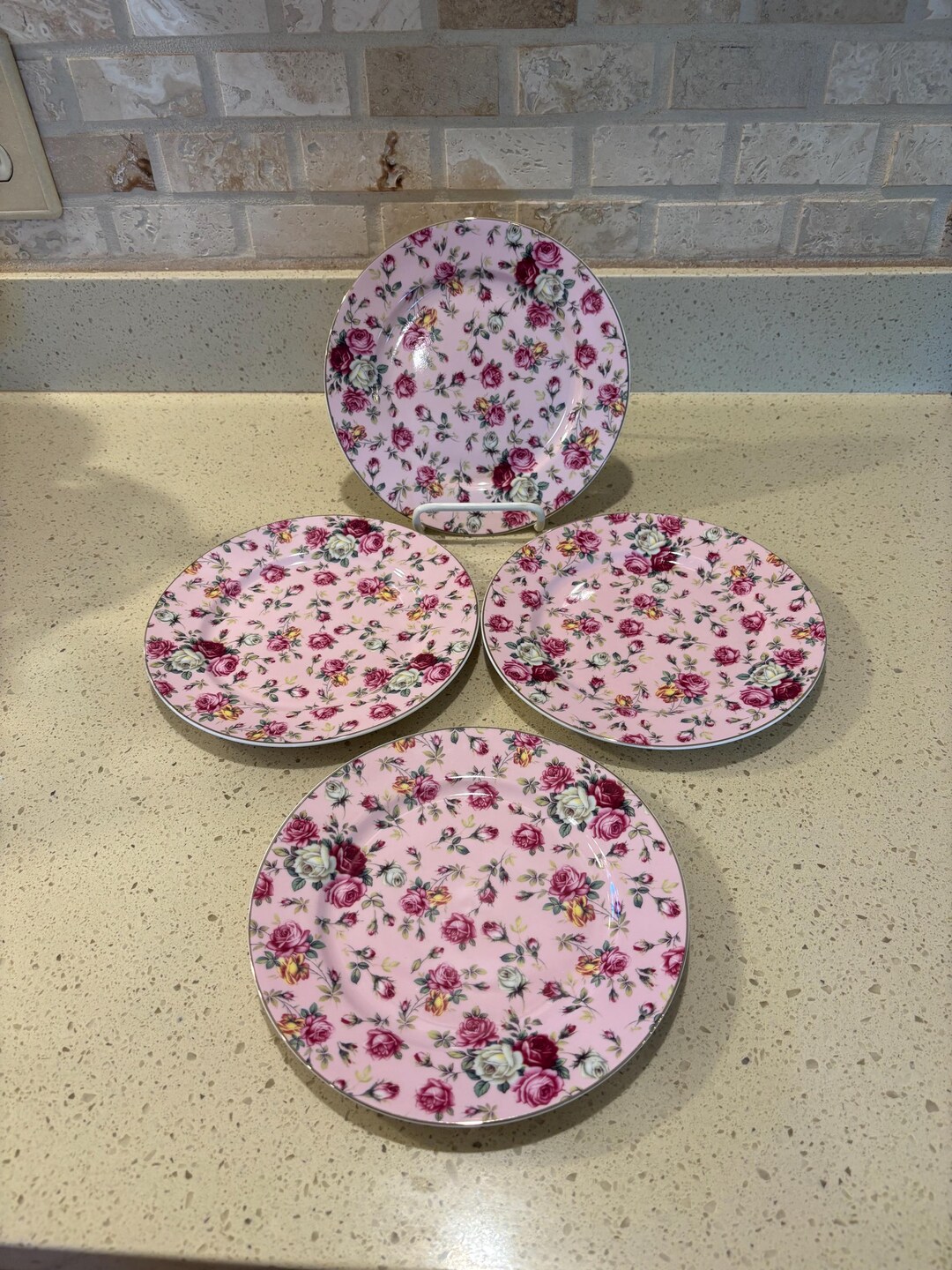 GRACE TEAWARE Summer Rose Chintz Fine Porcelain Dessert Plate 8 Inch ...