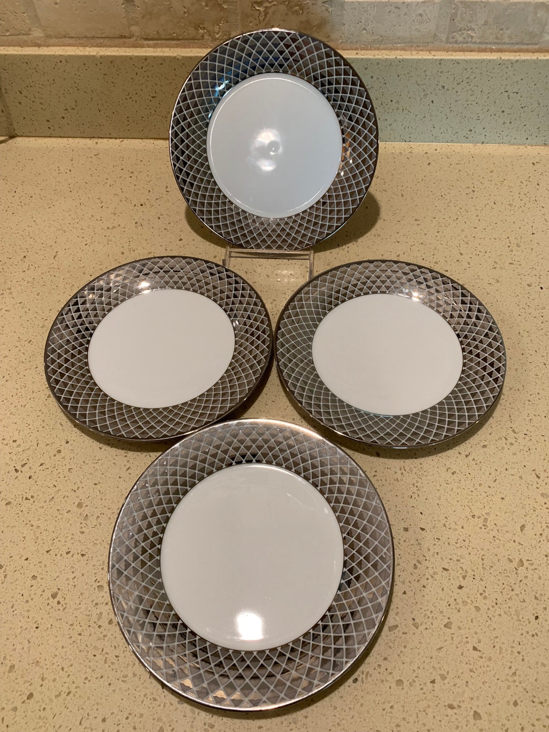 NEW Ciroa Luxe Metallic Silver 7 1/2" Salad Plates Set of 4 - Etsy