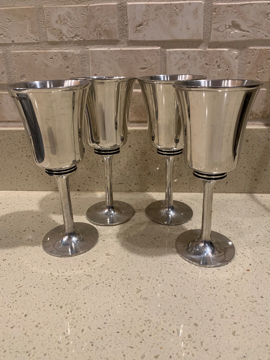 Royal Selangor Pewter Goblets Stamped Set of 4 Sleek Modern Footed ...