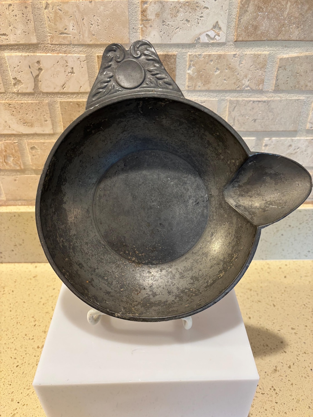Antique PRIMITIVE 18th Century French Pewter Porringer Bowl With Spout ...