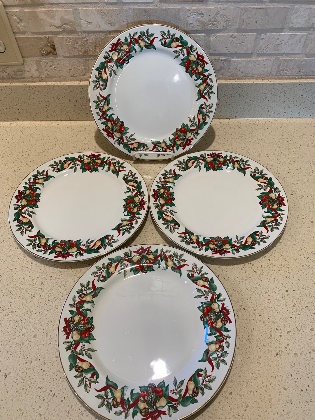 AMC Christmas Bounty Porcelain Dinner Plates 10.25" Set of 4 - Etsy