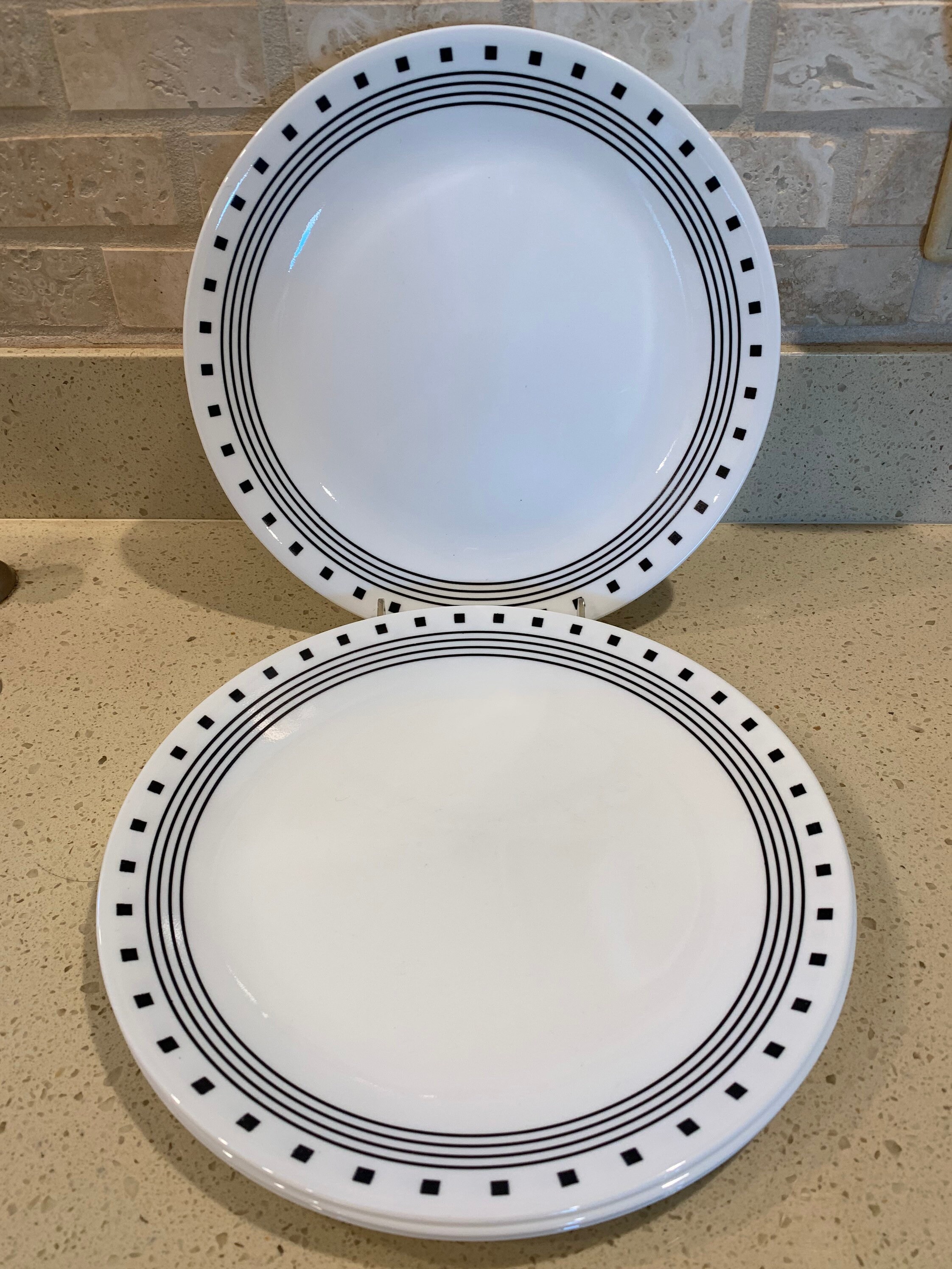 Corelle CITY BLOCK Black & White Dinner Plates 10 1/4 Lot of - Etsy