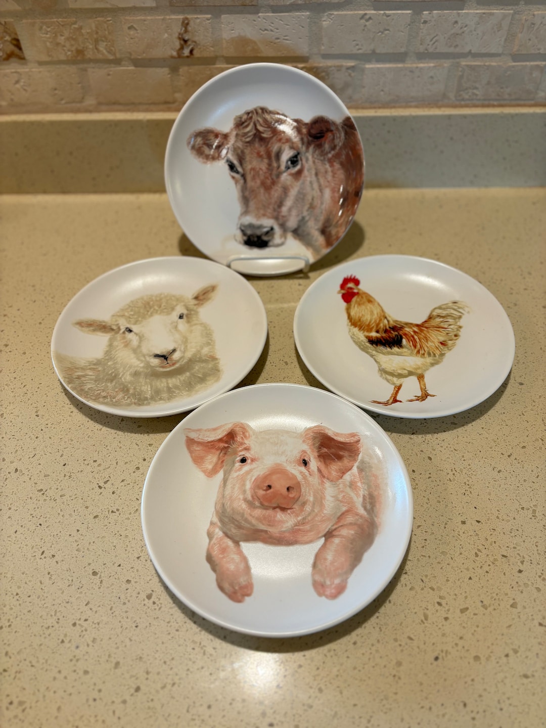 Farm Animal Plates Pig, Cow, Sheep, Chicken 222 Fifth Set of 4 Plates ...