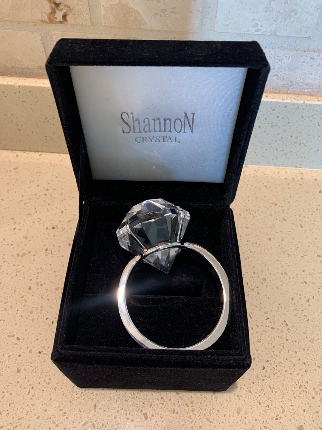 Godinger Shannon LARGE Crystal Faux-diamond Solitaire Ring Paperweight With Box Bride - Etsy