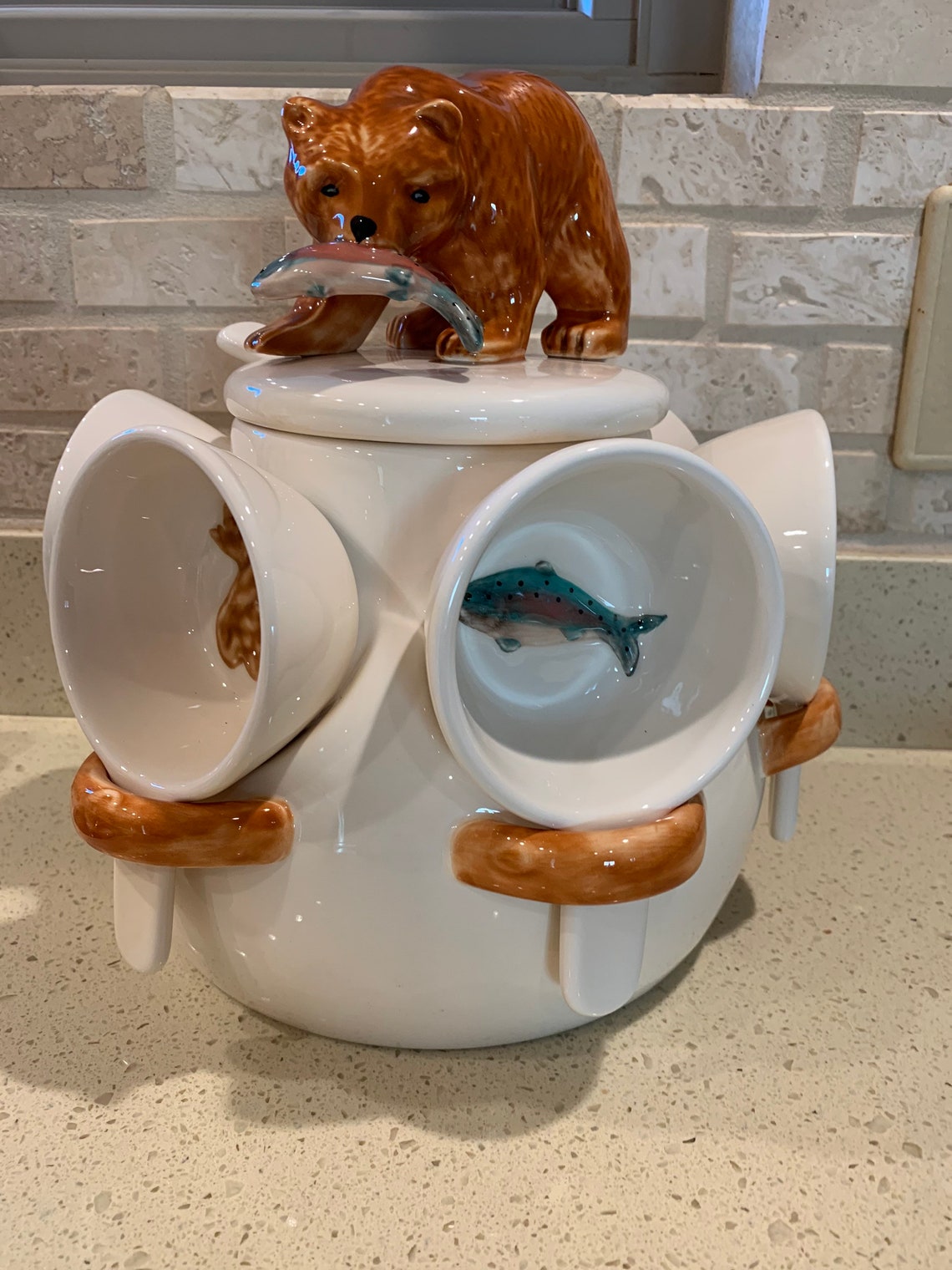 Rare 1995 Storyteller Art Bear With Fish Soup/chili Tureen and Bowls ...