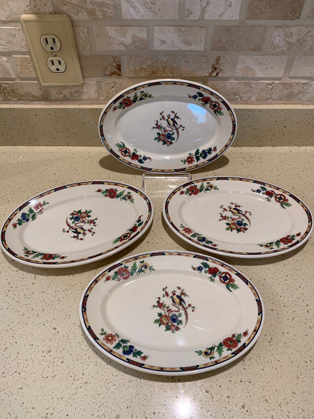 RARE Syracuse Old Ivory China Peacock Design Oval Plates - Etsy