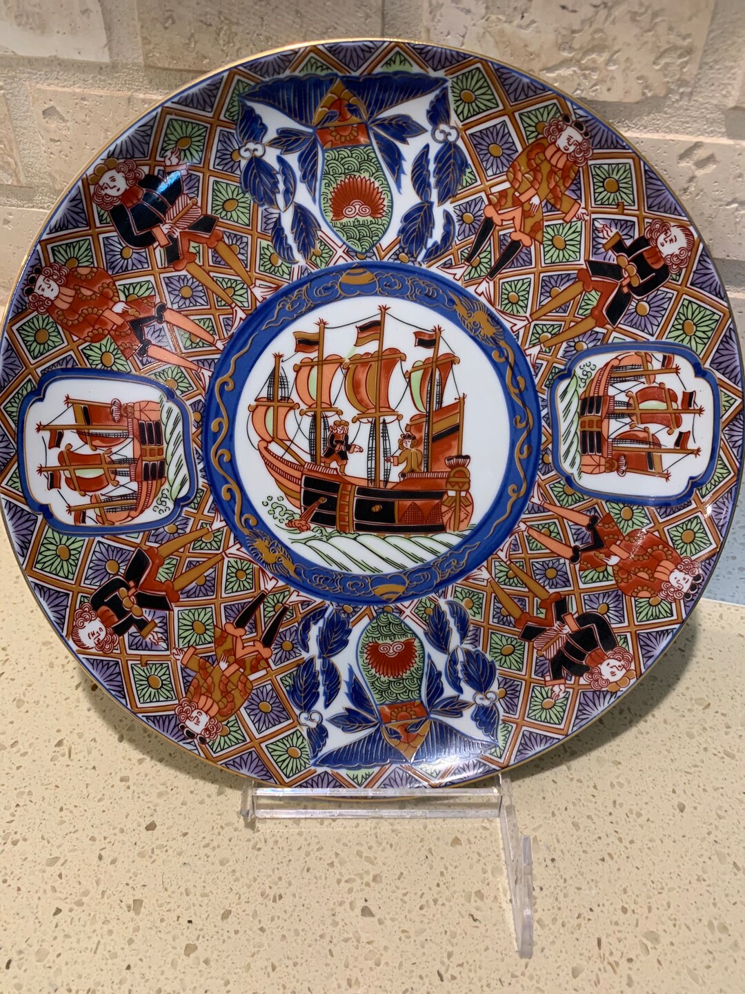 EW Japan Hand Painted Ship Plate - Etsy