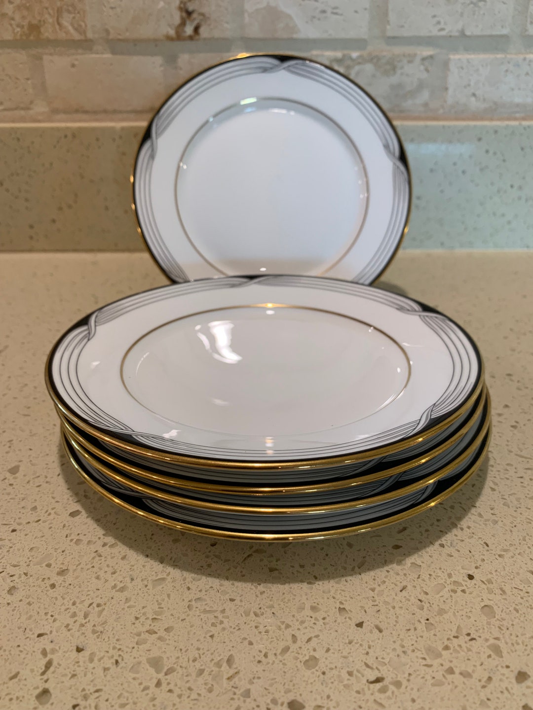 Lenox Erica Bread Plate Bone China Collectible Gold Border Usaset of 5 ...