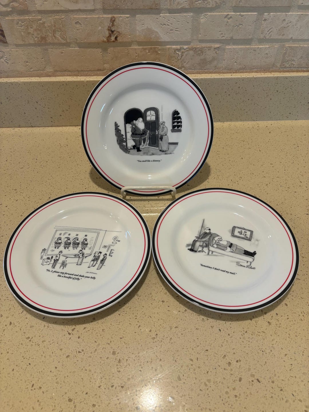 New Yorker Christmas Plates W/ Comic & Humor Restoration Hardware 8 ...