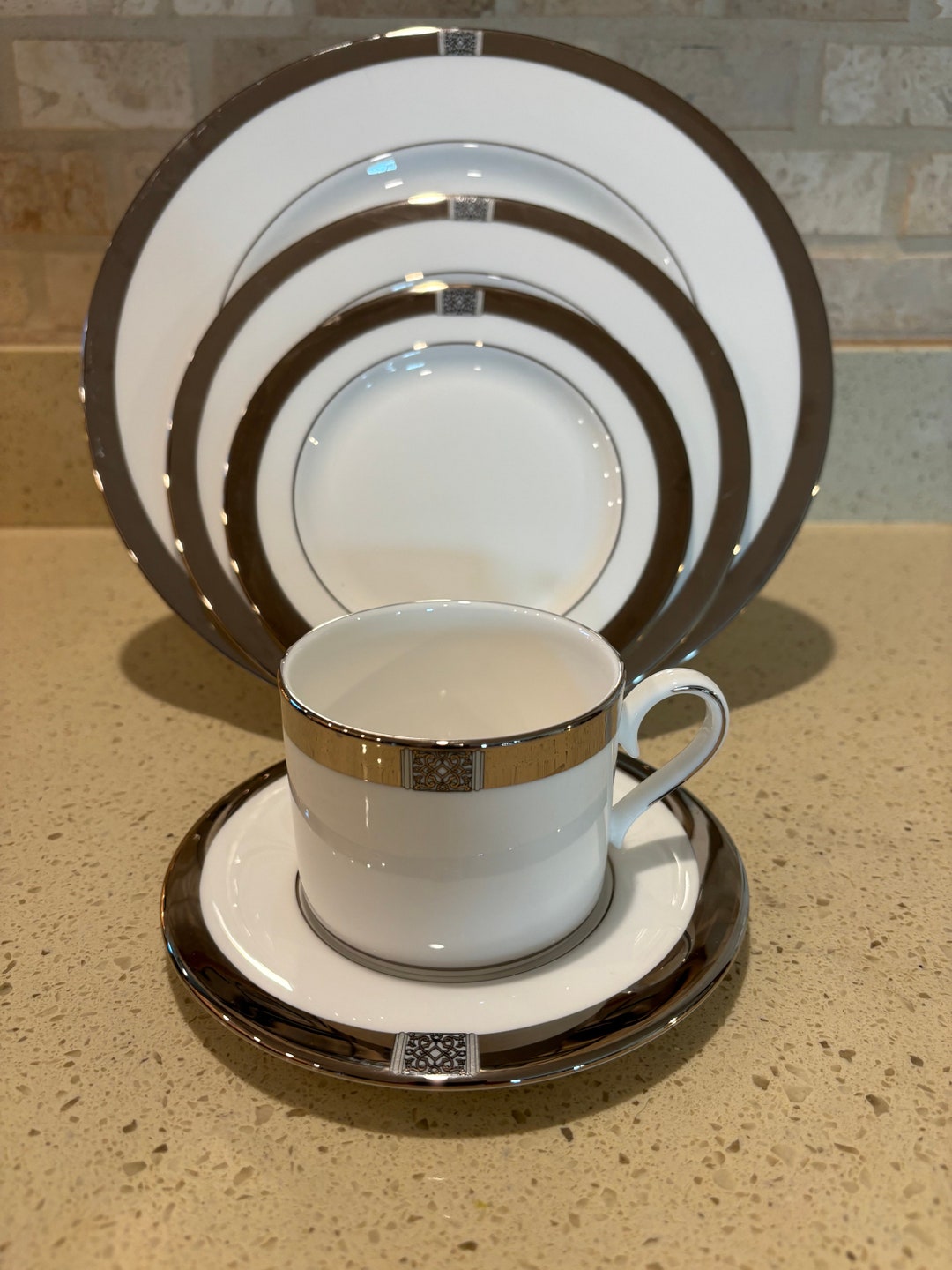 Lenox Jewel Platinum 5 Piece Place Setting - Etsy