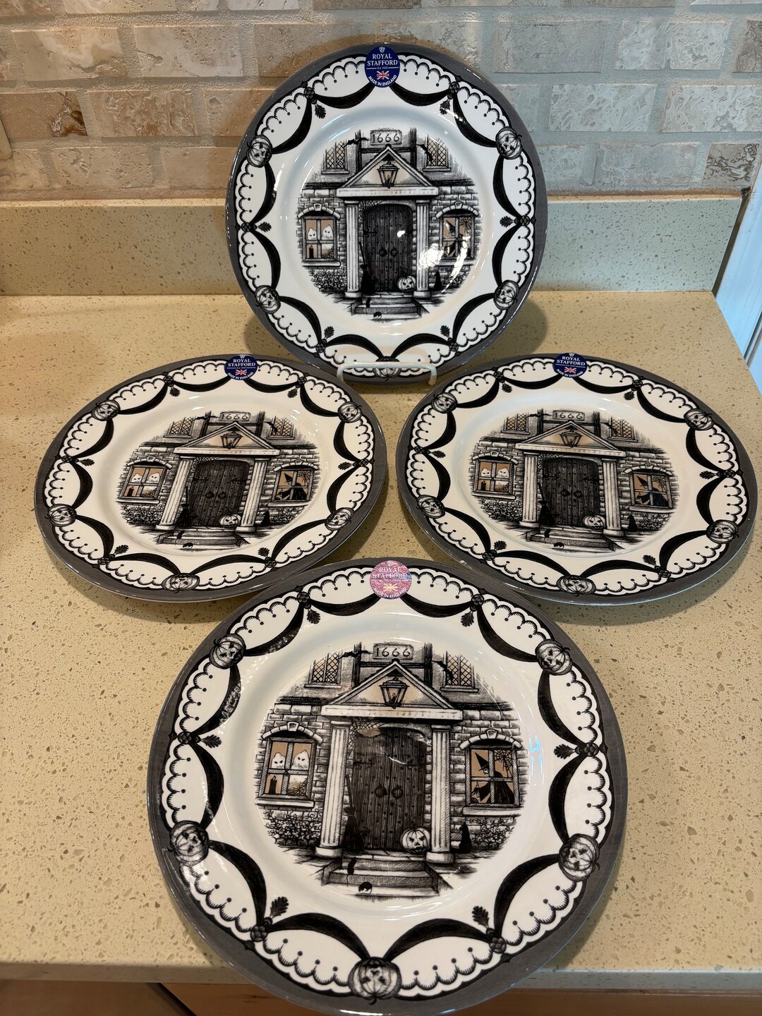 Royal Stafford Halloween Wicked Witch Haunted House 11 Dinner Plates ...