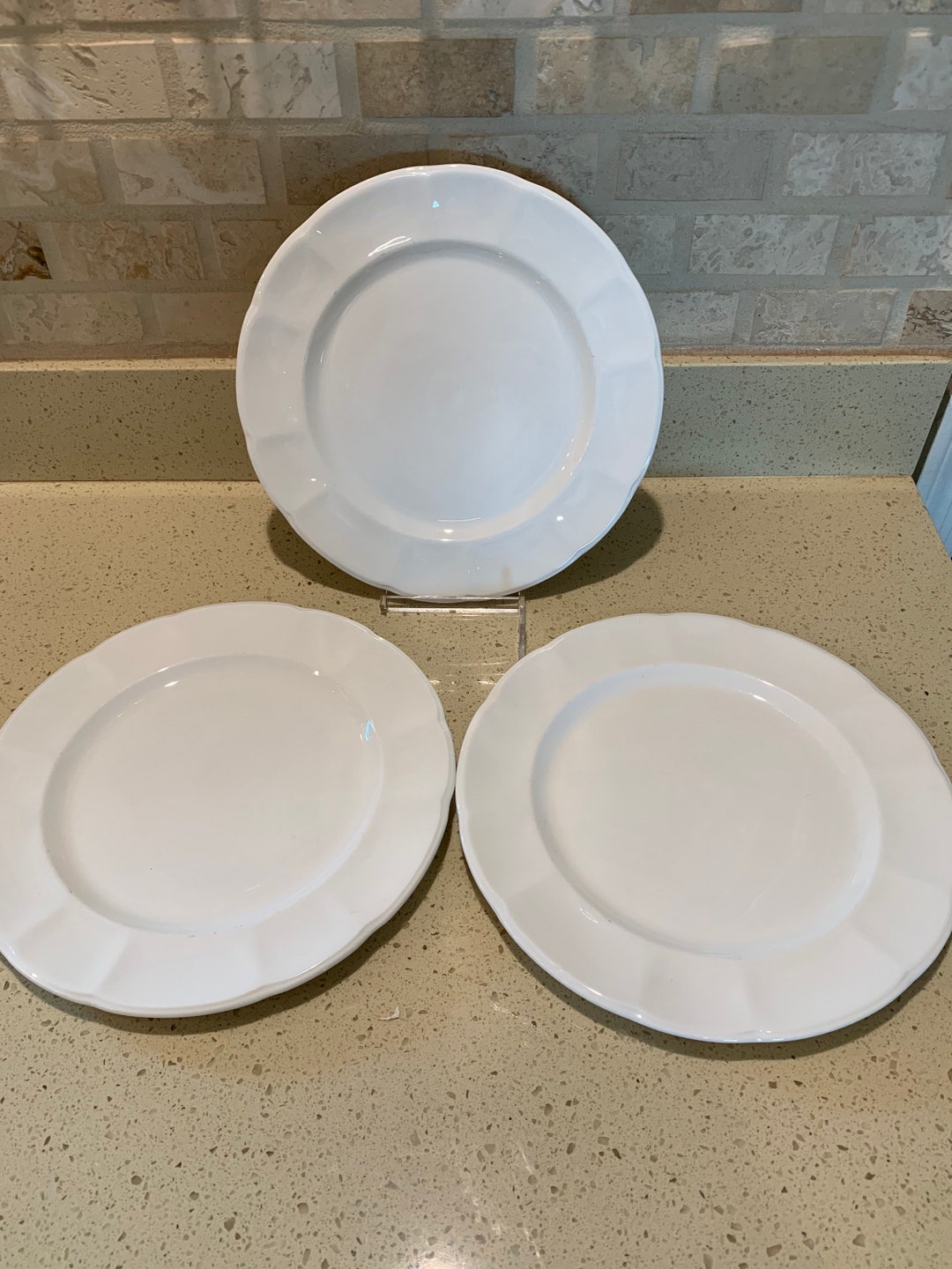 Studio Tu White ASTORIA Bone China Dinner Plates Embossed Tabletops ...