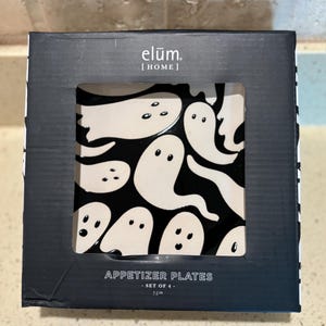 Elum Home Halloween WHITE GHOST Appetizer/ Salad Plate Set of 4 - NEW ...
