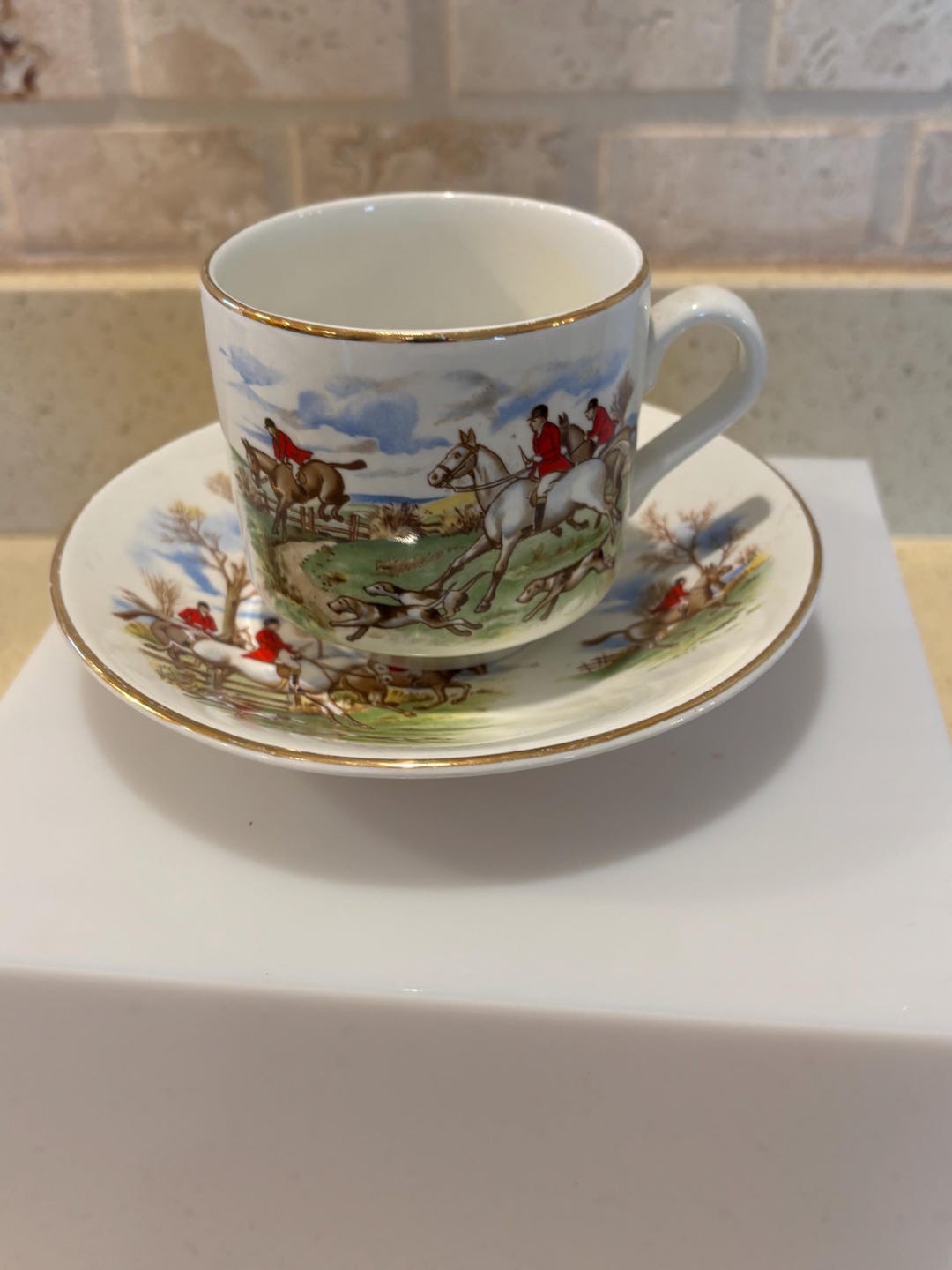 Vintage Arklow Ireland Tally Ho Fox Hunt Tea Cup Saucer Set Equestrian ...
