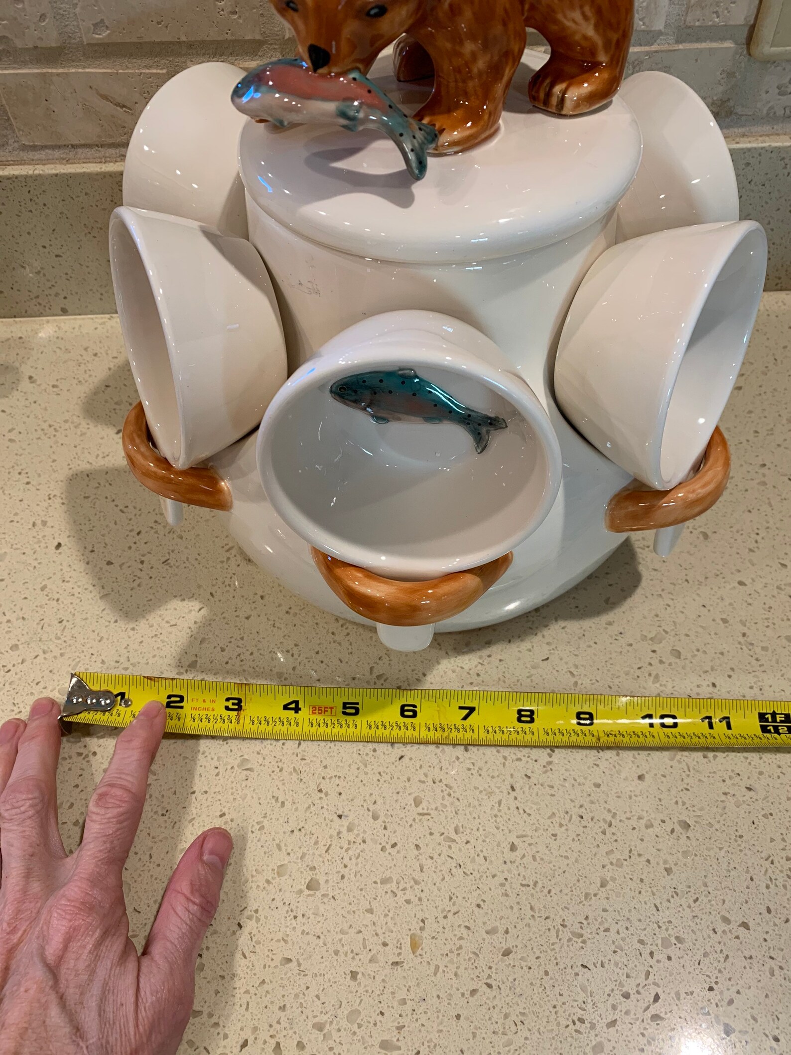 Rare 1995 Storyteller Art Bear With Fish Soup/chili Tureen and Bowls ...