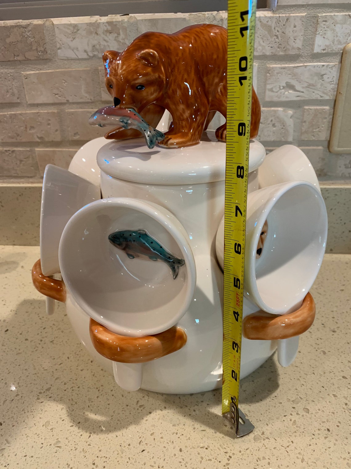 Rare 1995 Storyteller Art Bear With Fish Soup/chili Tureen and Bowls ...
