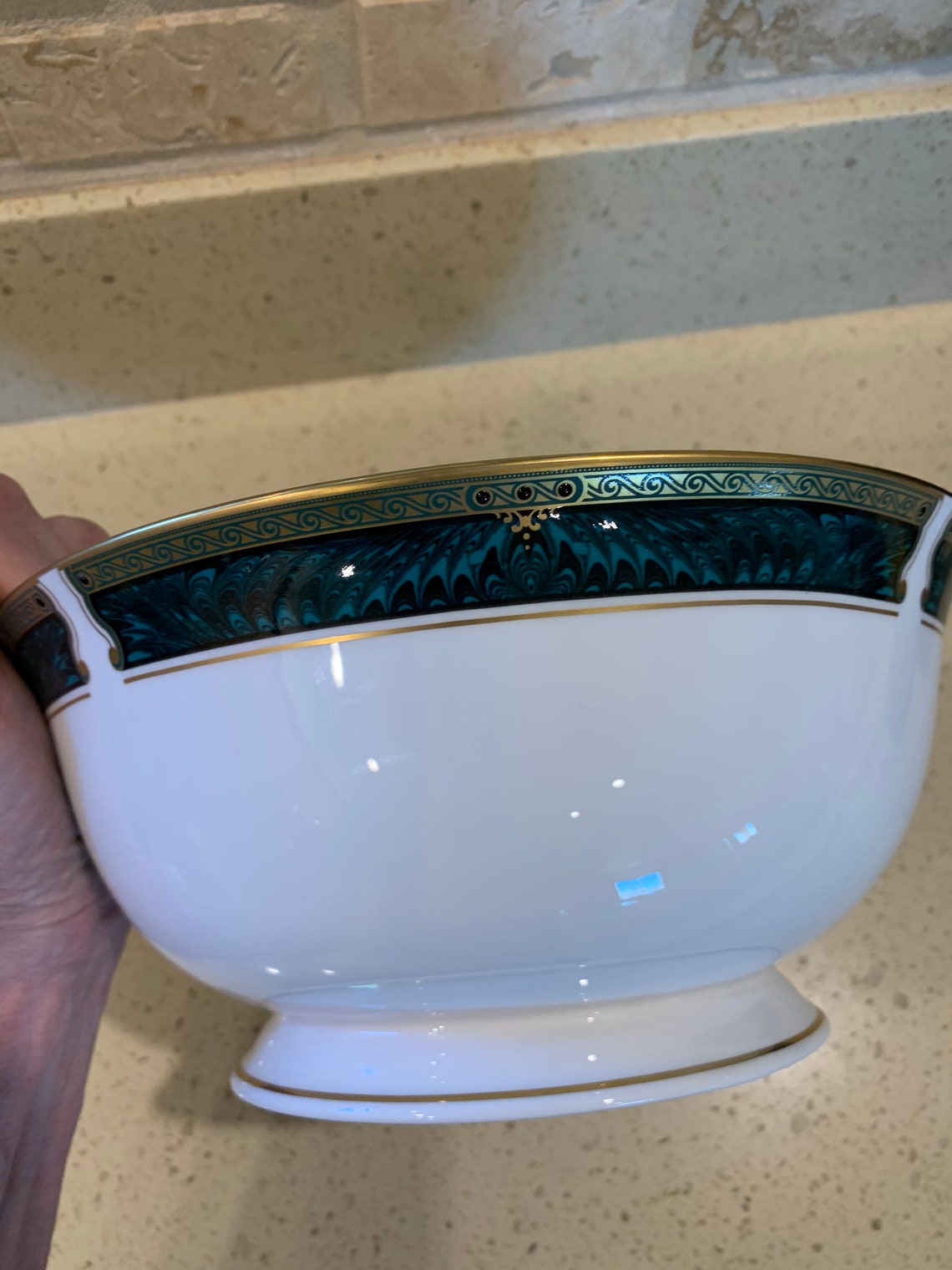 Lenox Classics Green and Gold Bowl 9 Inch - Etsy