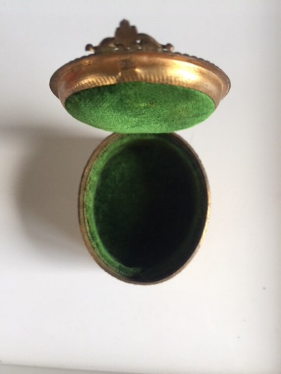 Vintage antique Painted lady pill trinket box - Gem