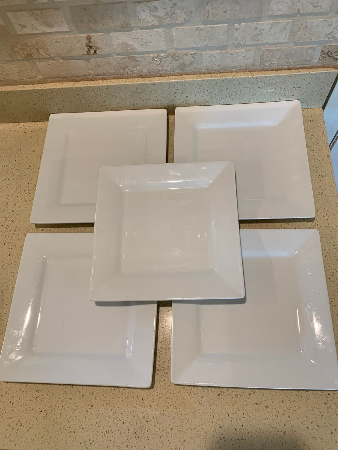 BIA Square Porcelain Dinner Plates Set of 5 - Etsy