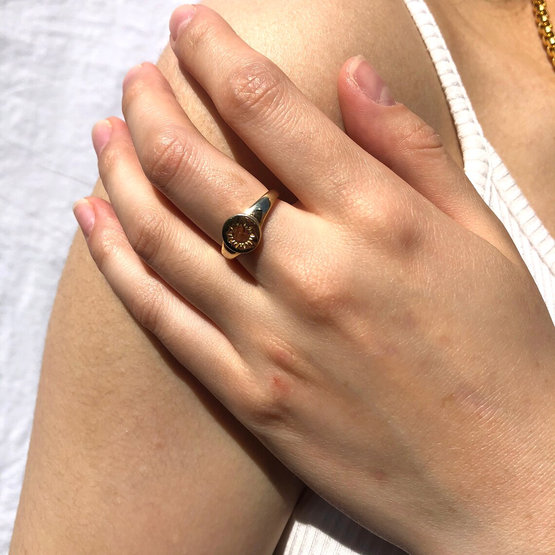 Gold Vermeil Sun Signet Ring Gold Vermeil / Gold Vermeil Round Signet ...