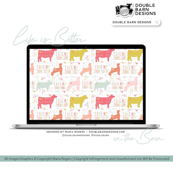 I Love My Show Livestock Seamless Pattern Show Steer Pig - Etsy