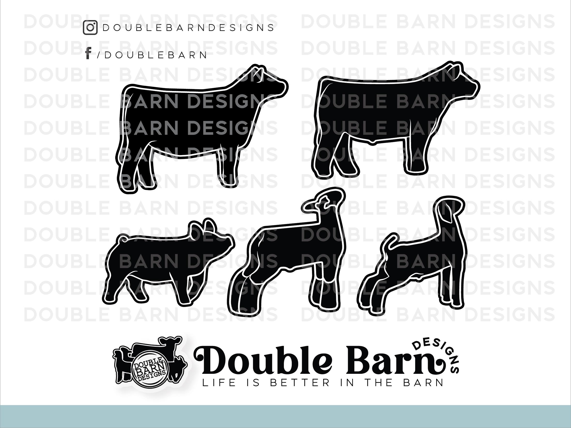 Show Livestock Graphics Bundle: Pig, Lamb, Goat, Heifer, Steer (digital ...