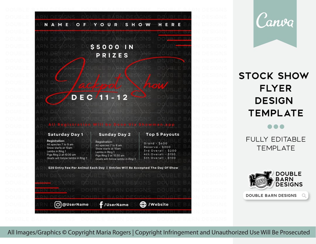Stock Show Flyer Canva Template |red and Black | Editable Canva ...