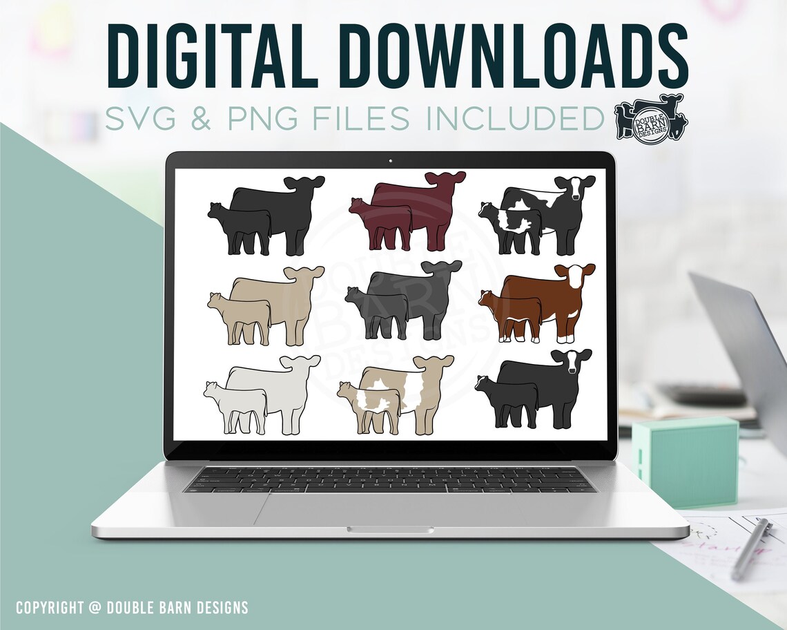 Cow Calf Pairs Digital Downlaods SVG PNG Ai Files | Etsy
