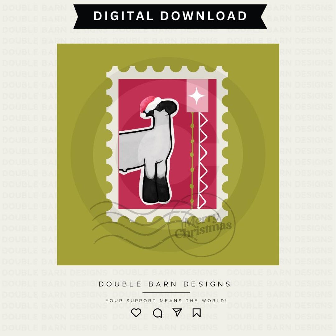 Christmas Stamp Lamb Digital Download - PNG Files Included - Etsy