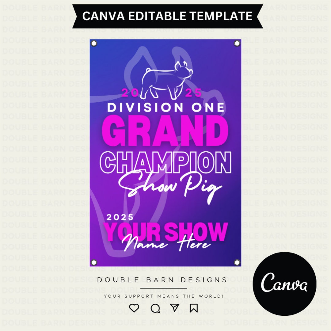 Stock Show Banner Canva Template | Steer, Pig, Lamb, Goat, Options ...