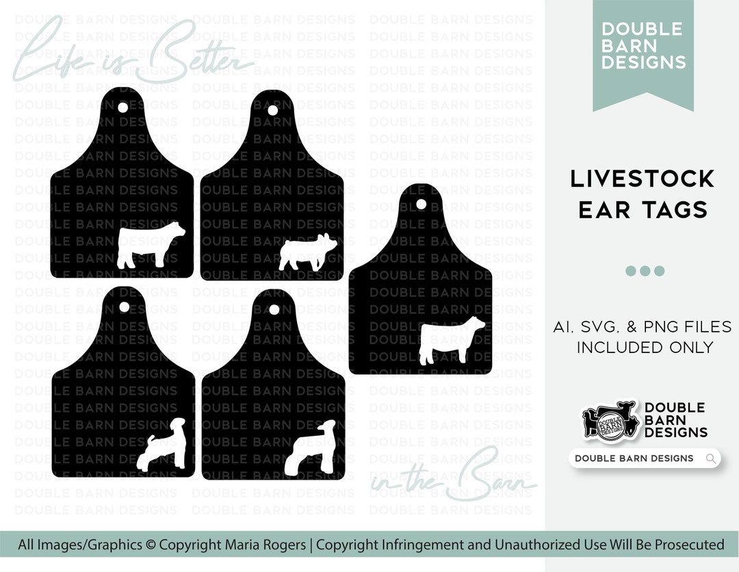 Livestock Ear Tag SVG: Show Pig, Lamb, Goat, Heifer, Steer (AI, PNG) - Etsy