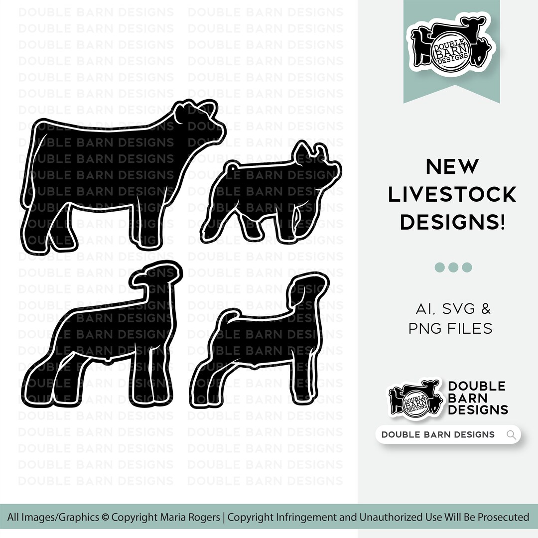 Show Pig, Lamb, Steer Digital Graphics Bundle (PNG, SVG, AI) - Etsy