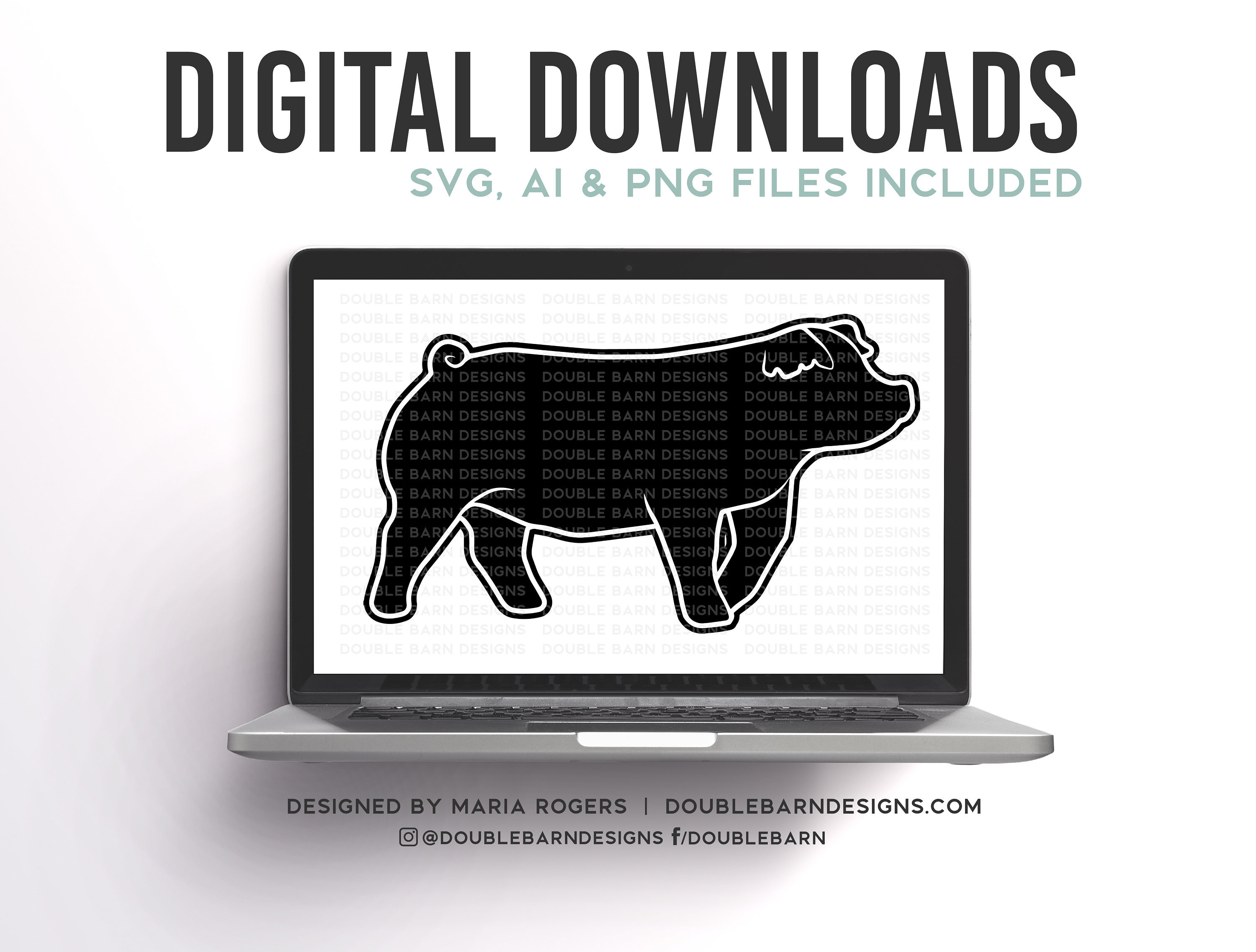 Duroc Show Pig Silhouette Digital Download SVG PNG AI - Etsy