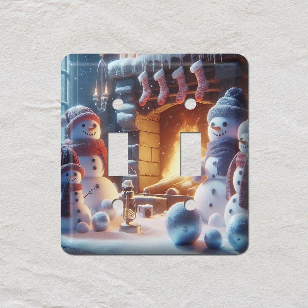 Christmas Snowmen Fireplace Snowman Metal Light Switch Cover, Oversized ...